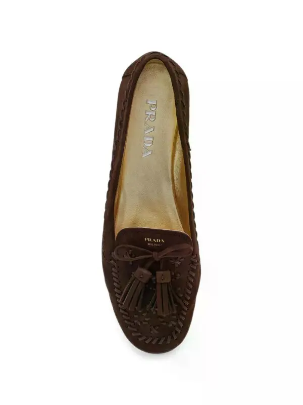 Prada Tassel-detail Whipstitch-trim Loafers
