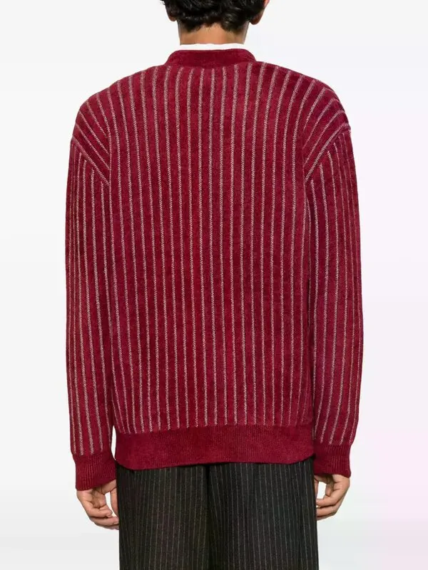 Drole De Monsieur Mirror Monogram Pinstripe Cardigan