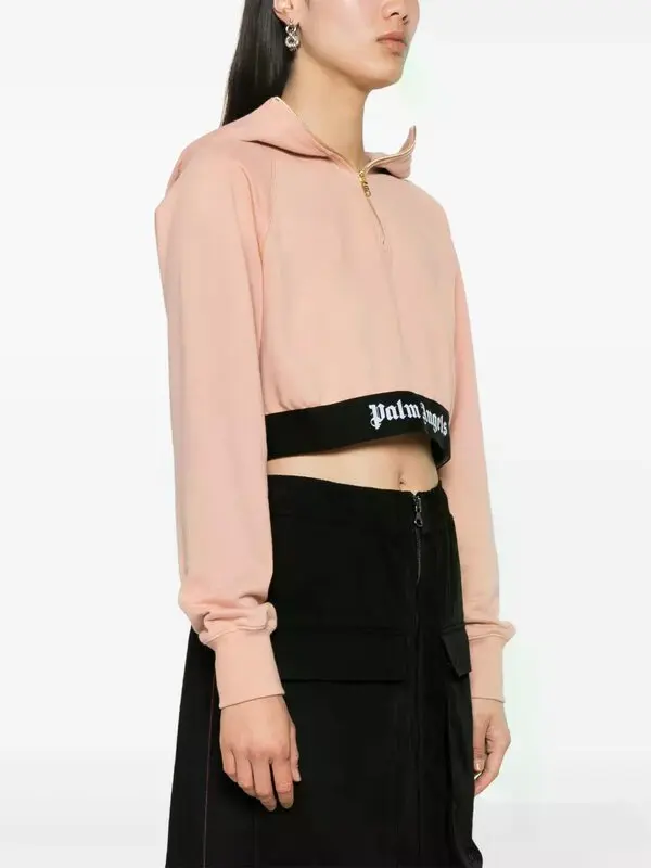 Palm Angels Logo-underband Cropped Sweatshirt