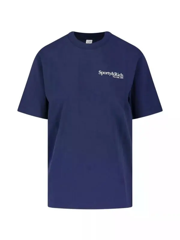 Sporty & Rich Hwcny Logo-print Cotton T-shirt - Blue