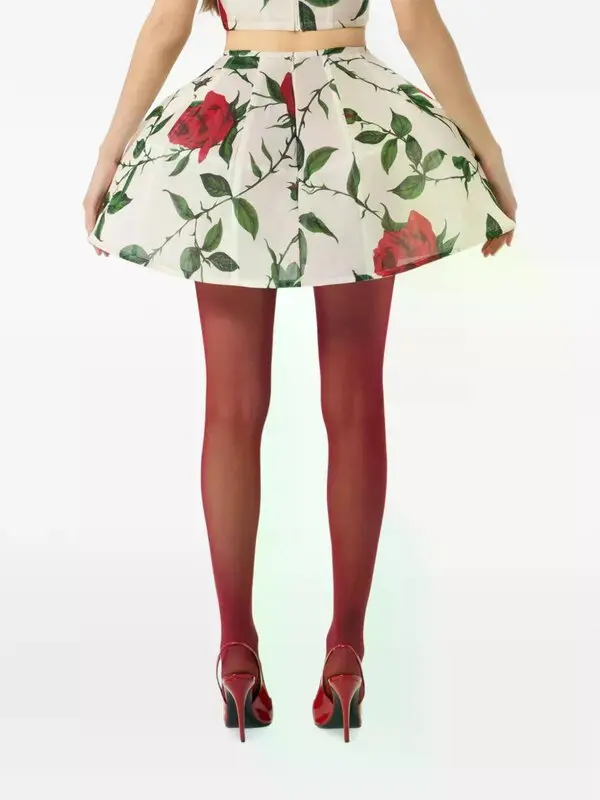 Blumarine Rose-print Pleated Mini Skirt