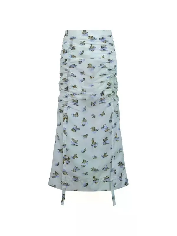 Ulla Johnson Liora Floral-print Ruched Midi Skirt