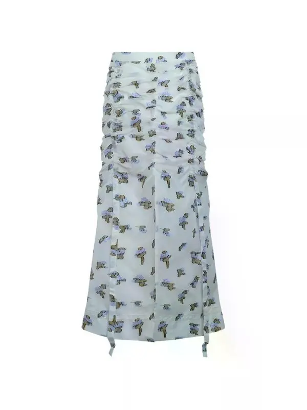 Ulla Johnson Liora Floral-print Ruched Midi Skirt