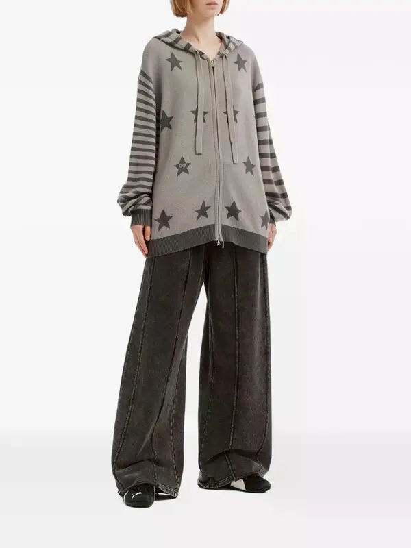 MINI CREAM Panelled Wide-leg Track Pants - Black