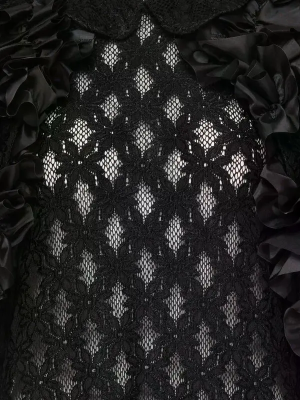 Comme Des Garçons Ruffled Lace-panel Midi Dress