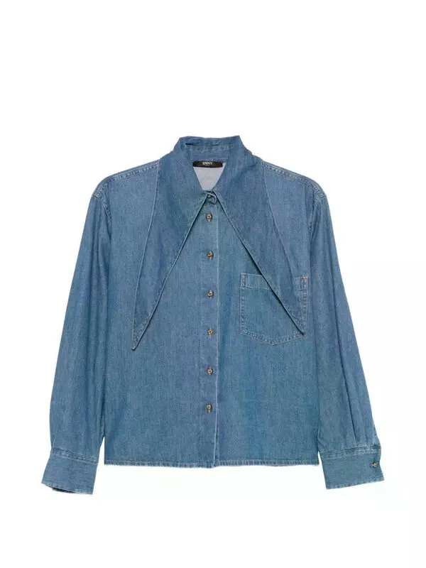 Seventy Exaggerated-collar Denim Shirt - Blue