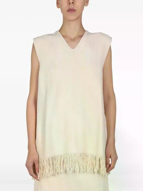 JIL SANDER Fringed-hem V-neck Vest