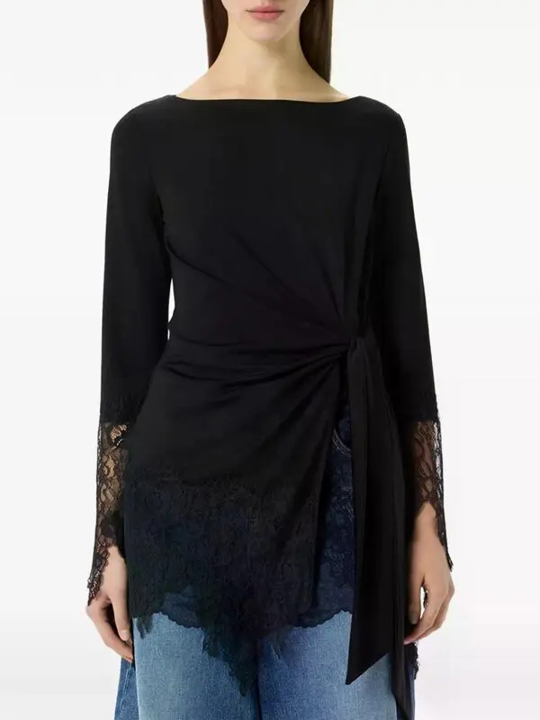 Blumarine Lace-trim Knotted Blouse