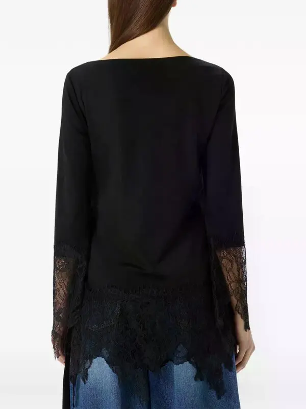 Blumarine Lace-trim Knotted Blouse
