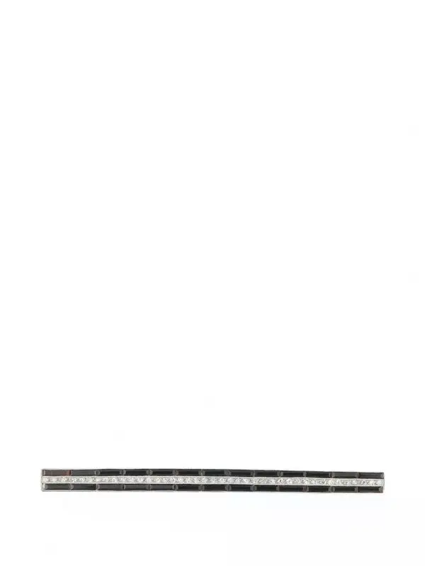 LB EXCLUSIVE Diamond And Onyx Bar Brooch