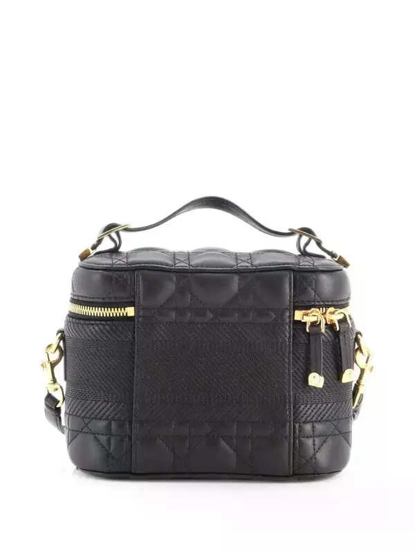 Dior Diortravel Convertible Vanity Case Cannage Quilt Lambskin Small Crossbody Bag - Black