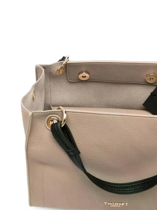 TWINSET Grained-effect Logo-plaque Tote Bag