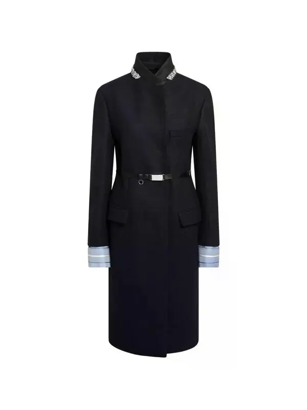 Prada Single-breasted Embroidered Double Wool Coat