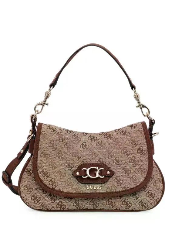 Guess Samantha Monogram-print Shoulder Bag - Neutrals