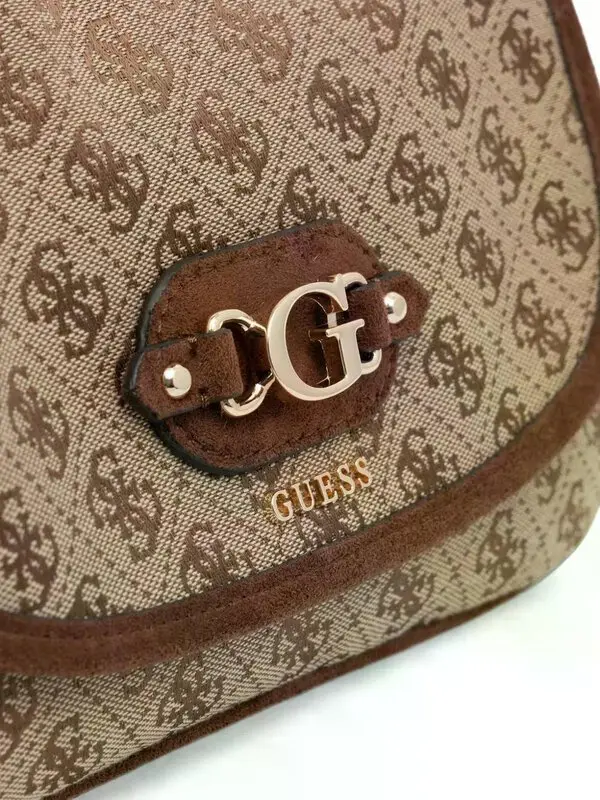 Guess Samantha Monogram-print Shoulder Bag - Neutrals