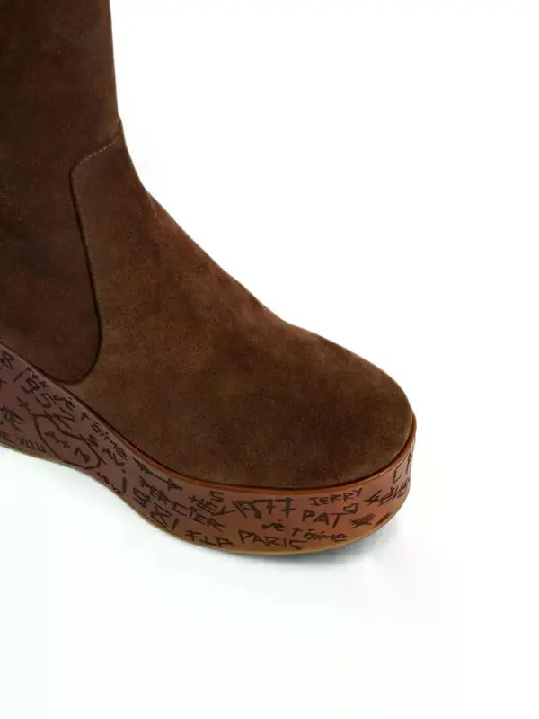 Chloé Maxime Scribble-print Platform Ankle Boots
