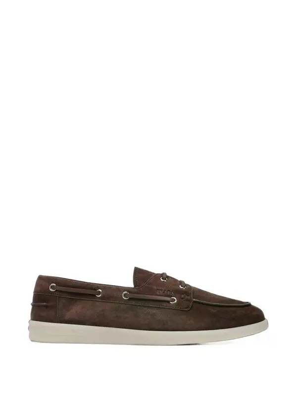 Prada Suede Boat Shoes With Laces