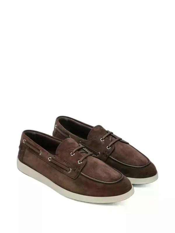 Prada Suede Boat Shoes With Laces