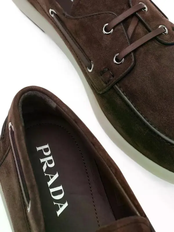 Prada Suede Boat Shoes With Laces