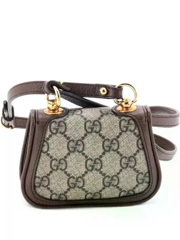 Gucci Blondie Nm Card Case Wallet With Strap Gg Coated Canvas Crossbody Bag - Brown