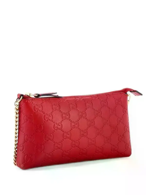 Gucci Chain Wristlet Wallet Guccissima Leather Clutch Bag