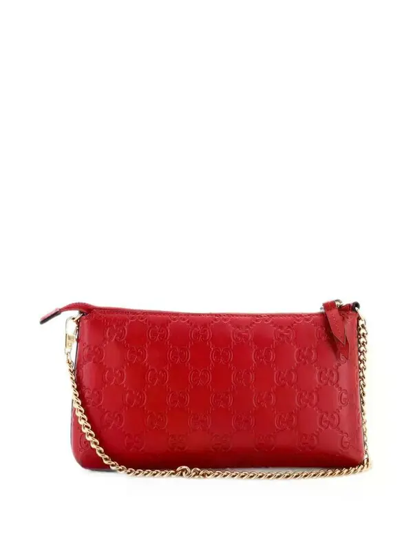 Gucci Chain Wristlet Wallet Guccissima Leather Clutch Bag - Red