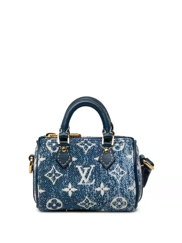 LOUIS VUITTON 2021 Monogram Jacquard Denim Micro Speedy Bag Charm Key Chain