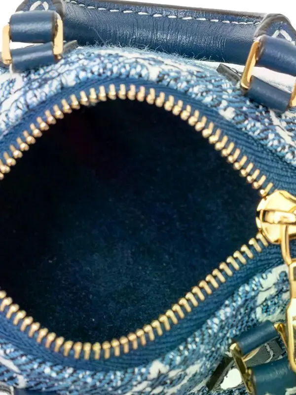 LOUIS VUITTON 2021 Monogram Jacquard Denim Micro Speedy Bag Charm Key Chain