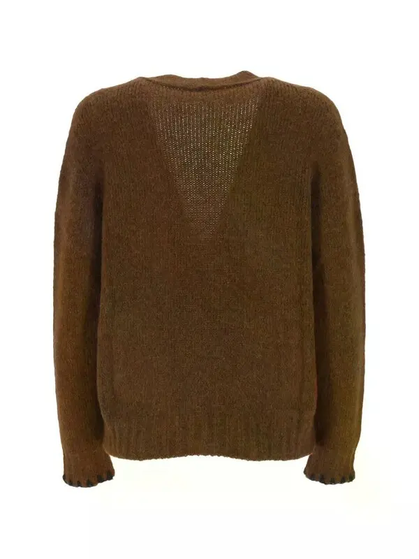 OLIVER LATTUGHI Zigzag-embroidered V-neck Cardigan