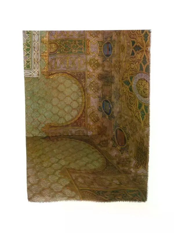 Faliero Sarti Geometric-print Frayed Scarf