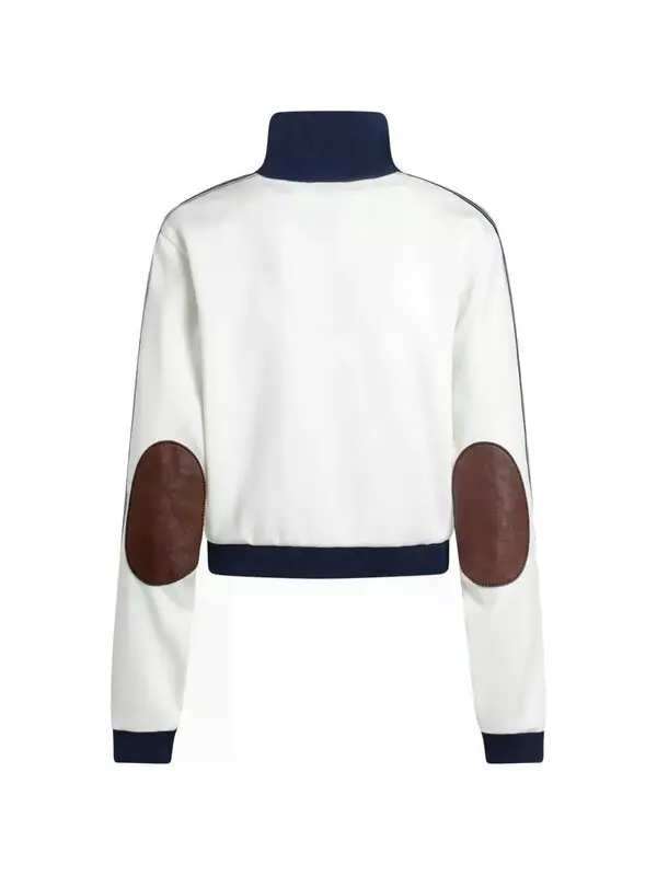 Prada Logo-detail Leather-patch Zip-up Sweatshirt