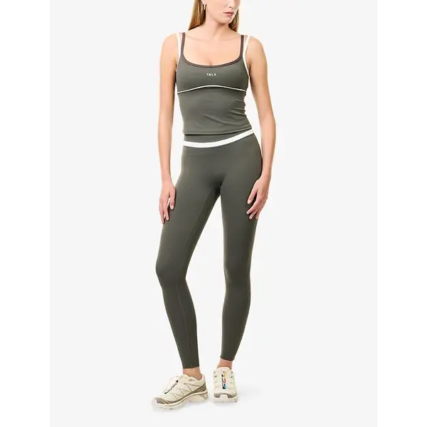 TALA Contrast-stripe High-waisted Leggings - Dark Olive