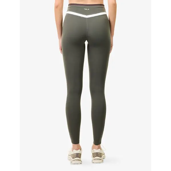 TALA Contrast-stripe High-waisted Leggings - Dark Olive