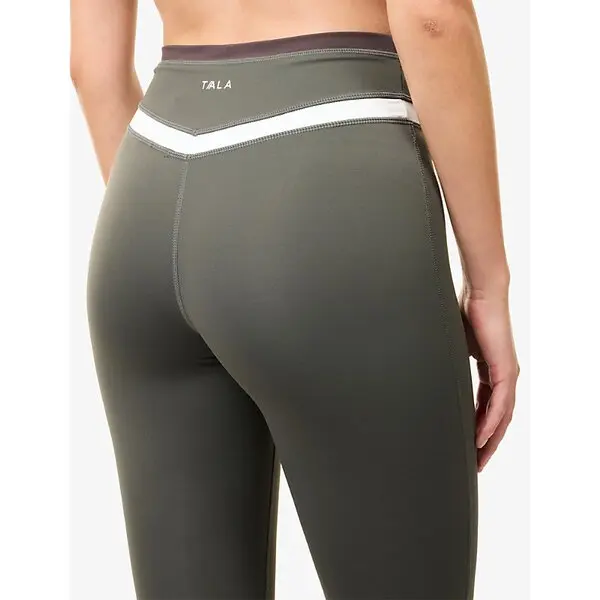 TALA Contrast-stripe High-waisted Leggings - Dark Olive