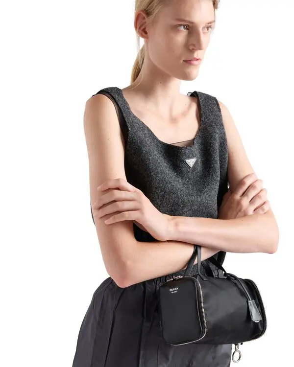Prada Re-nylon And Leather Foldable Mini Duffel Bag