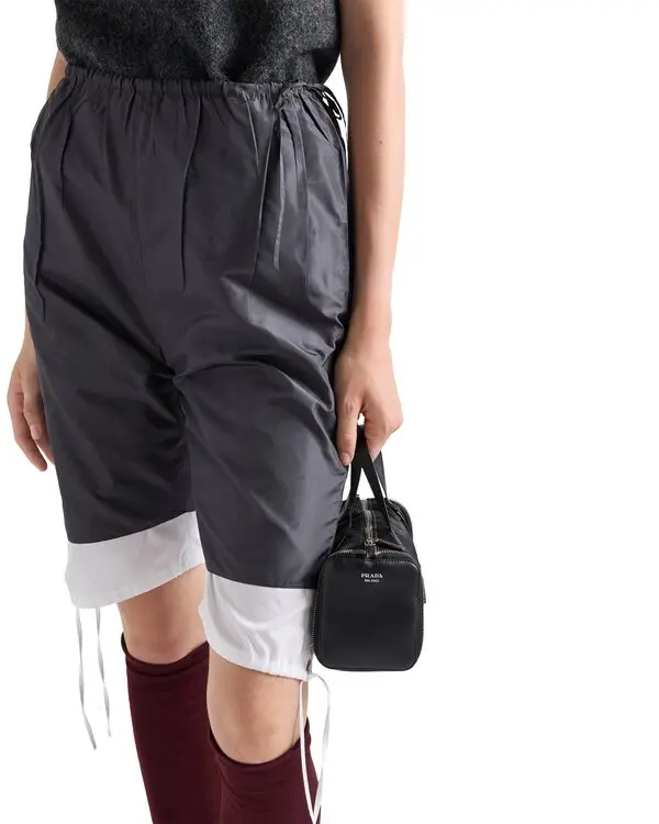 Prada Re-nylon And Leather Foldable Mini Duffel Bag