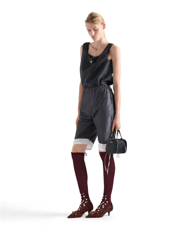 Prada Re-nylon And Leather Foldable Mini Duffel Bag