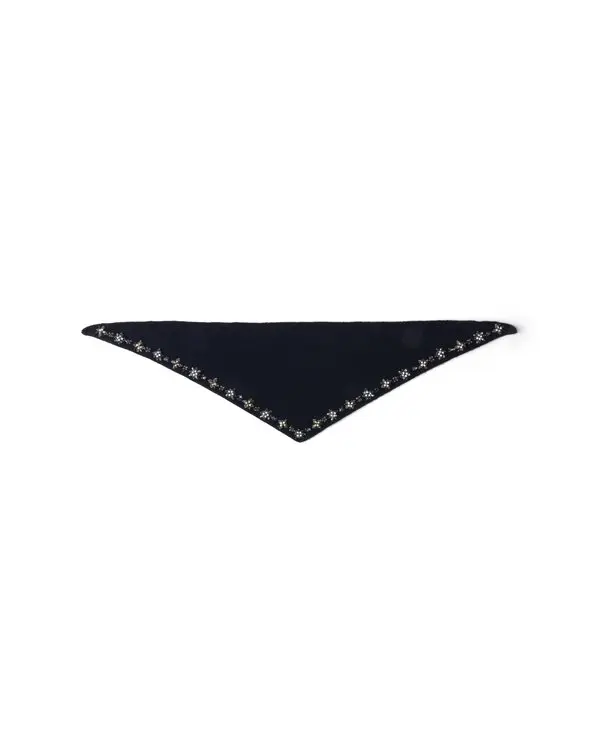 Prada Embroidered Cashmere Triangle Scarf
