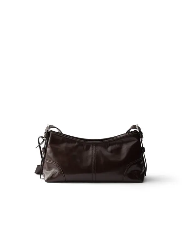Prada Aimèe Medium Leather Shoulder Bag - Dark Brown