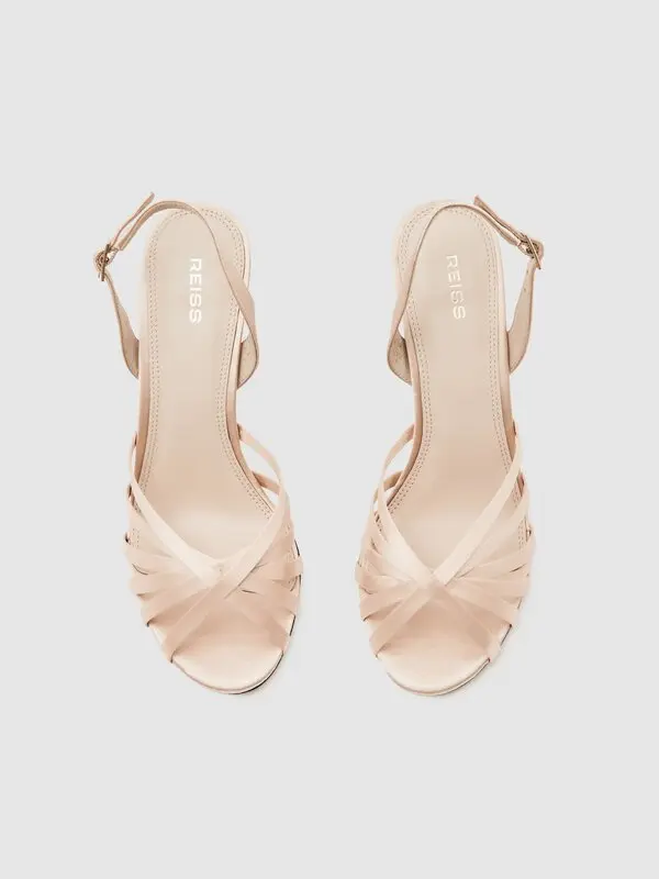 REISS Satin Cross-strap Heeled Sandals