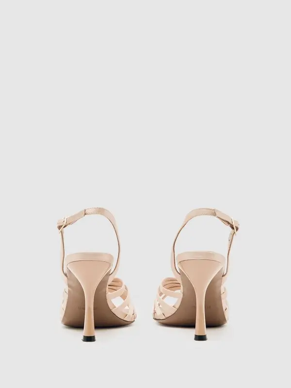 REISS Satin Cross-strap Heeled Sandals