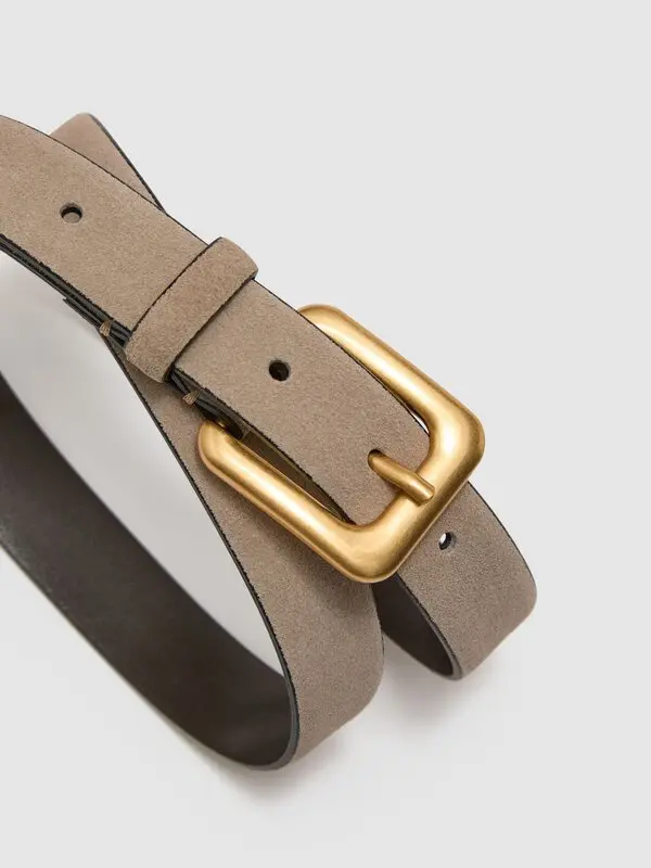 REISS Suede Square-buckle Belt - Grey