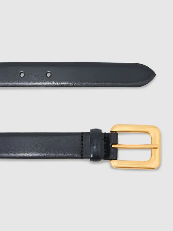 REISS Leather Square-buckle Belt - Navy
