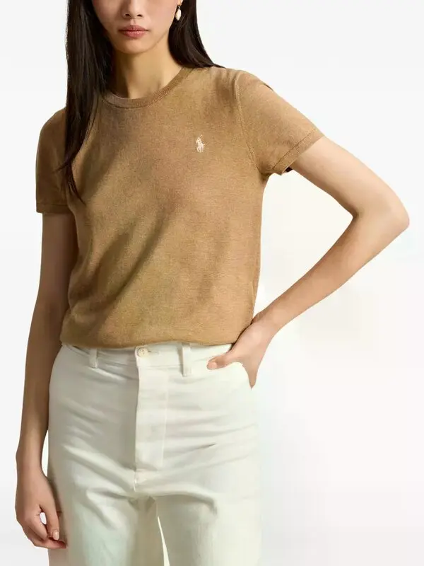 Polo Ralph Lauren Logo-embroidered Short-sleeve Sweater - Neutrals