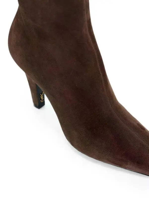 Saint Laurent Jill Pointed-toe Calf Suede Ankle Boots