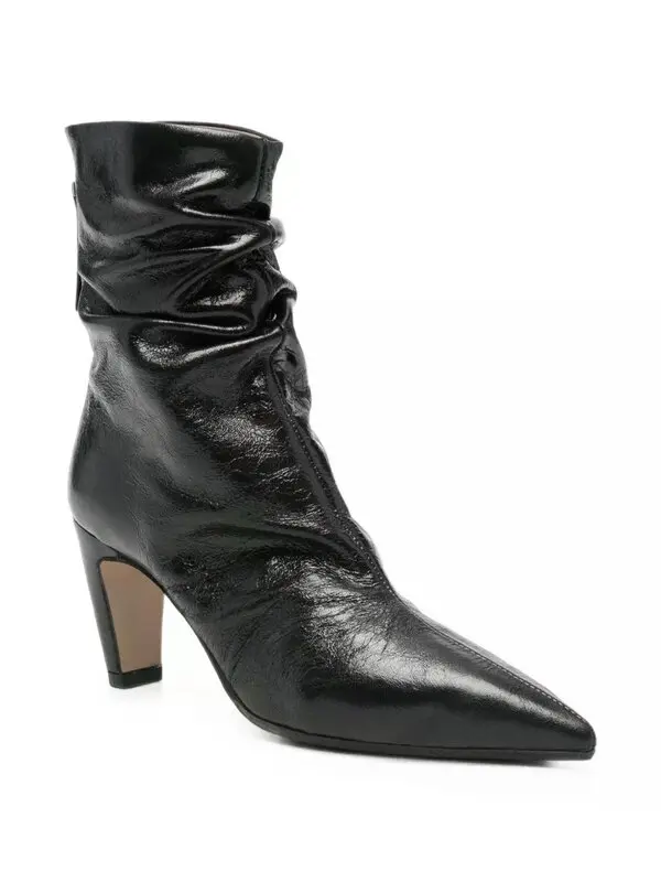 LORENA PAGGI Ruched Pointed-toe Ankle Boots