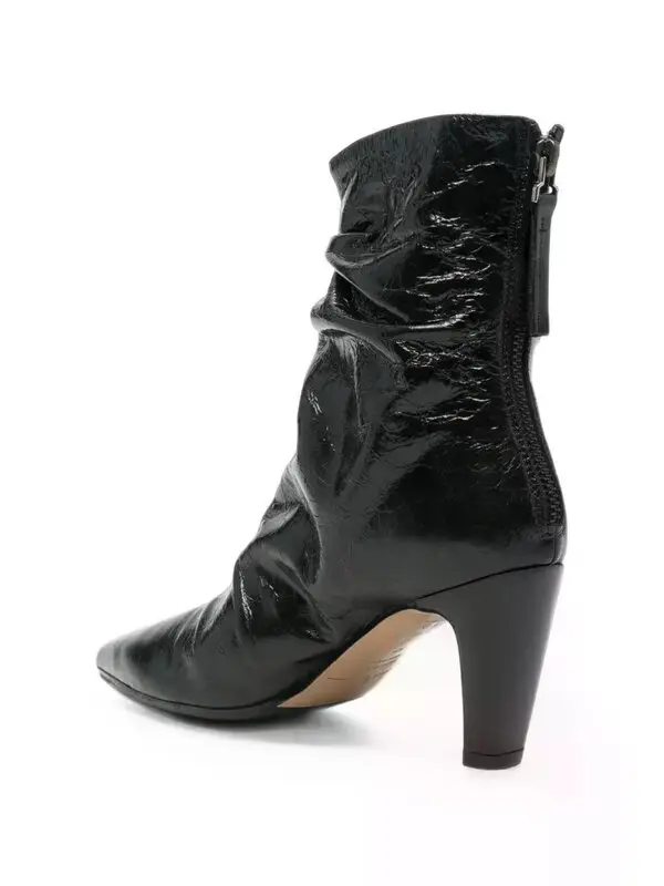 LORENA PAGGI Ruched Pointed-toe Ankle Boots