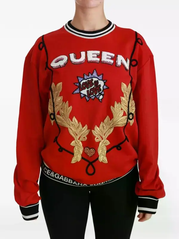 Dolce & Gabbana Sequin-embellished Embroidered Sweater - Red