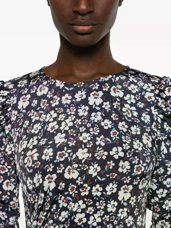 MAR DE MARGARITAS Floral-print Ruched Midi Dress