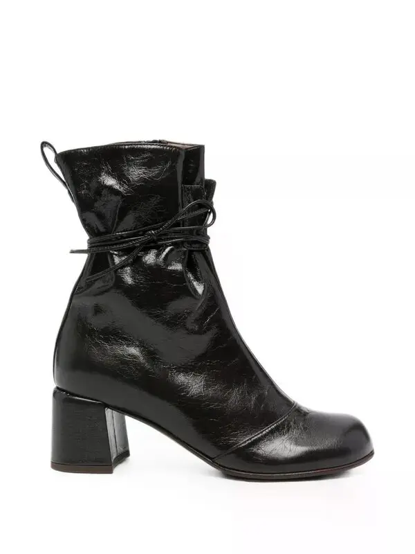 LORENA PAGGI Lace-up Crinkled-finish Ankle Boots